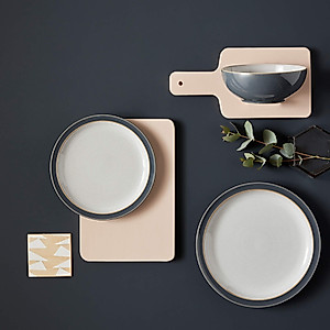 Denby - Elements Fossil Grey Cereal Bowls Set of 4 - Dishwasher Microwave Safe Crockery 820ml 17cm - Dark Grey, White Ceramic Stoneware Tableware - Chip & Crack Resistant Soup Bowls