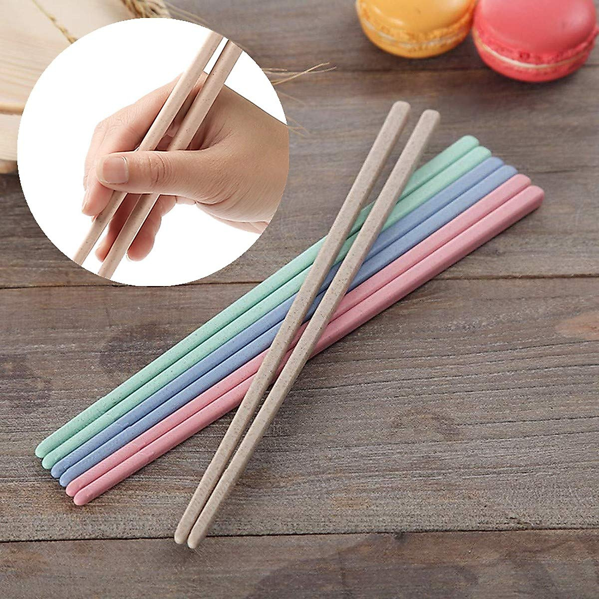 8 Pairs Reusable Chopsticks Dishwasher Safe, ECO-Friendly Wheat Straw Chinese Chopsticks Alternative to Wooden Plastic Bamboo (4 Colors)