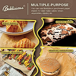 220 Pcs Unbleached Parchment Paper Baking Sheets, Baklicious Pre-cut Heavy Duty Parchment Baking Paper for Air Fryer, Oven, Bakeware, Steaming, Cooking Bread, CupCake, Cookies
