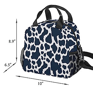 Kids Lunch Bag, Insulated Leakproof Lunch Box Containers Resuable Cooler Lunch Tote Bag with Detachable Adjustable Shoulder Strap & Side Pockets for Teen Girls Boys School Travel Picnic in Cute Cow