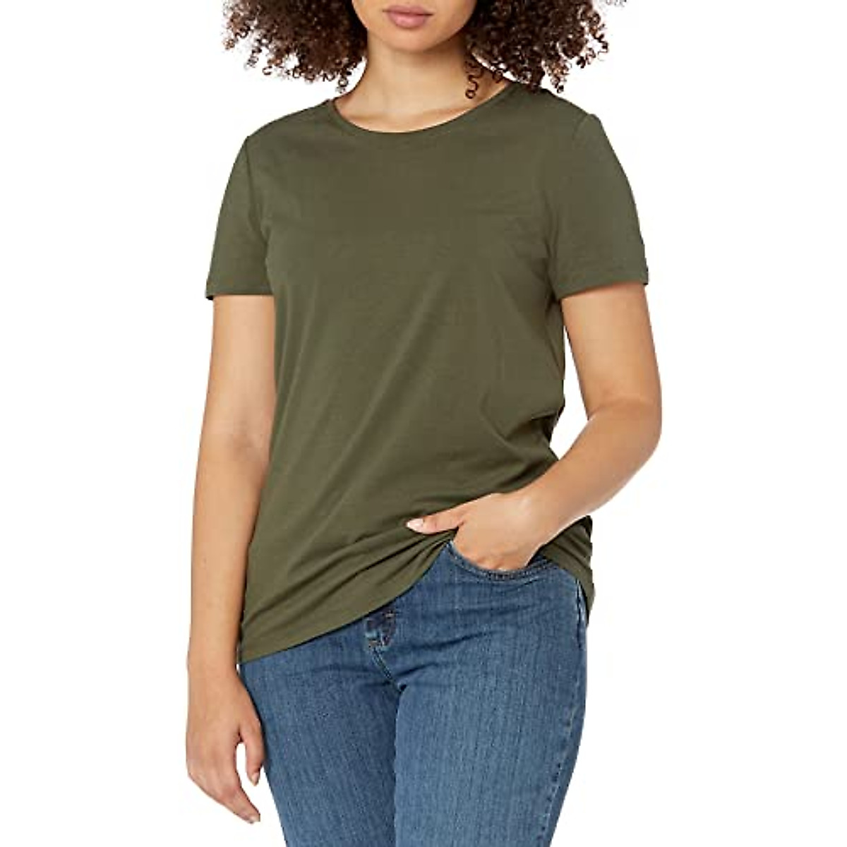 Amazon Essentials Women's Classic-Fit Short-Sleeve Crewneck T-Shirt, Pack of 2, Olive/Oatmeal Heather, X-Large
