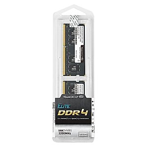 TEAMGROUP Elite DDR4 32GB Kit (2 x 16GB) 3200MHz PC4-25600 CL22 (2933MHz or 2666MHz)Unbuffered Non-ECC 1.2V SODIMM 260-Pin Laptop Notebook PC Computer Memory Module Ram Upgrade - TED432G3200C22DC-S01