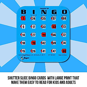 Regal Bingo Bulk Bingo Cards with Sliding Windows - Reusable Large Print Bingo Game Cards for Adults Large Group - 25 Pack, Blue