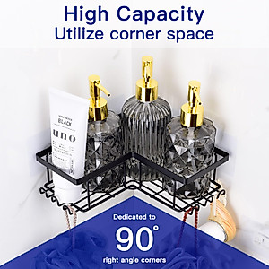 HQJUN Adhesive Shower Caddy, 3 Pack Rustproof Stainless Steel Bath Organizers With Large, Non drilling bathroom rack No Drilling Shelves for Bathroom Storage & Home Decor (Black)