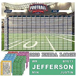 KIKIGO Fantasy Football Draft Board 2023-2024 Kit Extra Large Board with 14 Teams 20 Rounds 500+ Player Labels 2023 Top Rookie and Blank Label