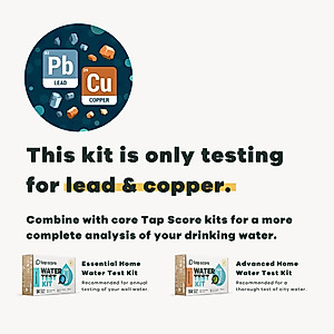 Tap Score Lead & Copper in Water Test Kit | Well or City | Full Report | EPA Certified Drinking Water Labs | #1 Best Home Water Test 2021-24 NYT Wirecutter | 100% Unbiased