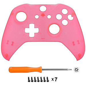 eXtremeRate Foggy Clear Pink Faceplate Cover for Xbox One Wireless Controller (Model 1708), Custom Case Replacement Front Housing Shell for Xbox One S & Xbox One X Controller - Controller NOT Included