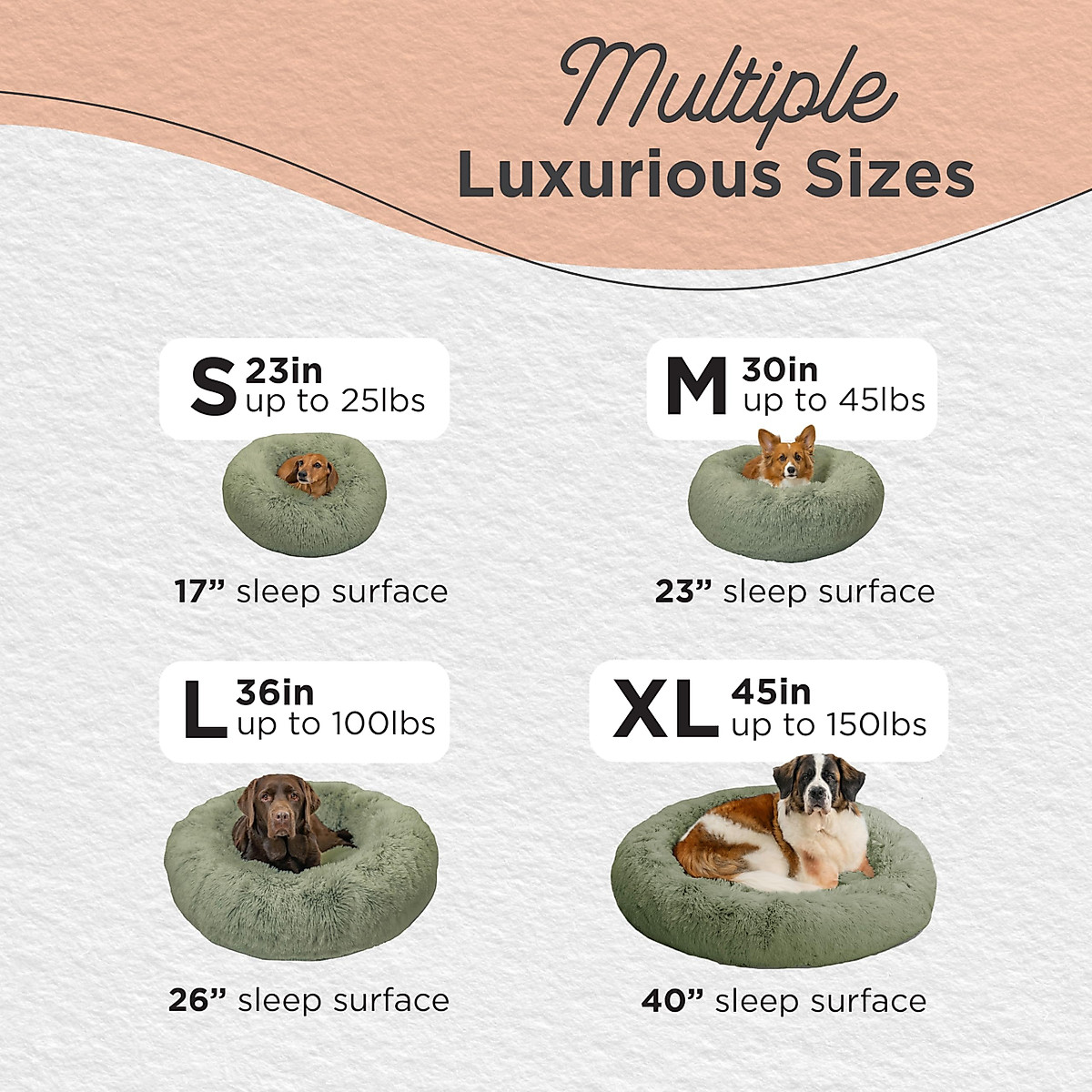 Best Friends by Sheri The Original Calming Donut Dog and Cat Bed in Shag Fur, Sage Green, Large, 36x36