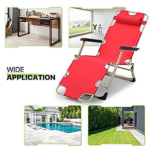 Magshion Folding Reclining 3-Position Patio Chairs Outdoor Chaise Lounge Chairs Patio Furniture Folding Portable Outside Recliner Chair for Poolside Backyard and Beach, 300 lbs (Red)