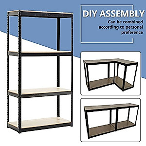 Storage Shelves - 4 Tier Adjustable Garage Storage Shelving, Heavy Duty Metal Storage Utility Rack Shelf Unit for Warehouse Pantry Closet Kitchen, 23.6" x 15.7" x 47.2", Black