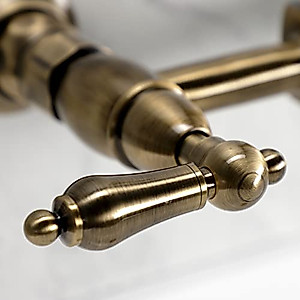 Kingston Brass KS1243AL Heritage Bridge Kitchen Faucet, 9-7/16 inch in Spout Reach, Antique Brass