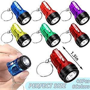 Kenning Mini Flashlight Keychains Small LED Key Chains Portable Handheld Plastic Flashlights Keychains for Camping Party Favors (48 Pieces)