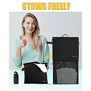 Mesh Laundry Bag Travel Bags-Small Hanging Wash Delicates Reusable Dirty Bag, Travel, Gym, Healthcare Workers, Laundry, Sports, Fitness, Swimwear, Camping, Wet Clothes. L (Black)