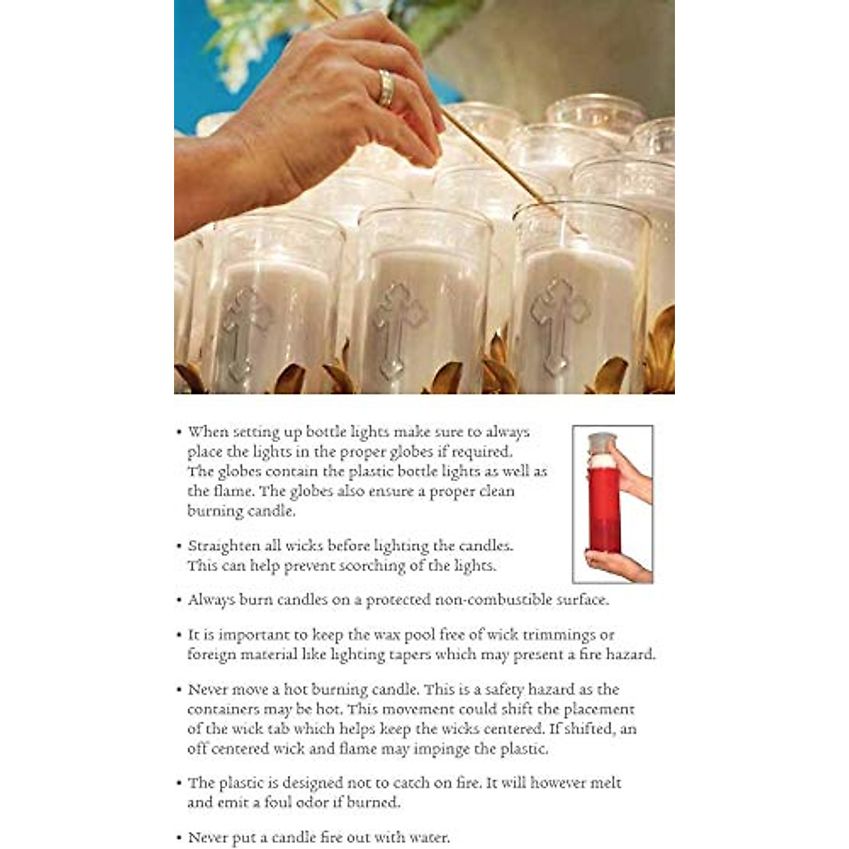 Root Candles Cemetery Prayer Candles for Outdoor Burning in Clear Flame Resistant Plastic Vessels, 12-Count, Memorial