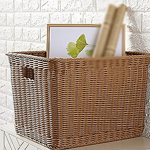 UXZDX Dirty Clothes Basket Household Storage Basket, Handmade Basket Large Plastic Rattan-Like Debris Basket Storage Basket
