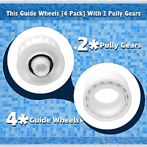 LittleNest Upgrade 4 Pack Guide Wheels with 2 Pully Gears Replace 3884997-R6 Fit for Dolphin Nautilus M400 M500 Premier Edge Apollo Apollo Plus DLX 4/ DLX 5 Triton Wave Quest Heavy Duty