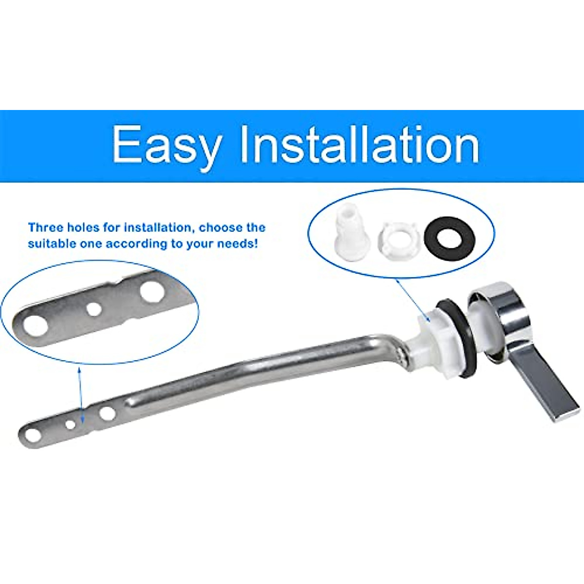 Toilet Flush Lever Handle Replacement, Universal Side Mount Toilet Tank Flush Lever Fit for Kohler Trip Lever, Polished Chrome (Side Mount)