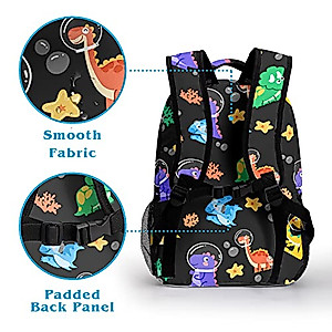 Dacawin Cute Dinosaurs Backpack Ocean Theme Cartoon Animals Backpacks Dino Starfish Corals Casual Daypack Lightweight Durable Elementary School Bags for Toddler Kids Boys Girls