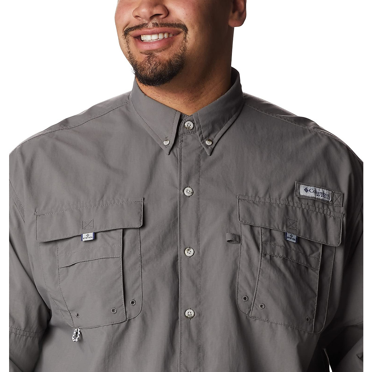 Columbia Men's Pfg Bahama Ii Long Sleeve Shirt, City Grey, Large