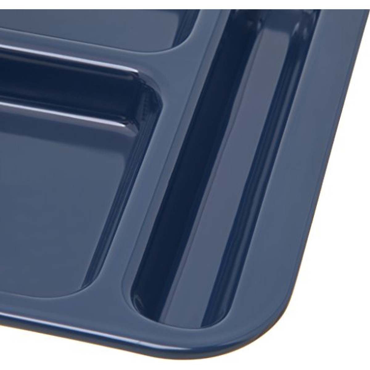Carlisle FoodService Products Melamine Café Tray for Schools and Cafeterias, Right Hand 6-Compartment Tray, 15" x 9", Dark Blue