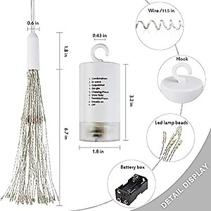 QNUBKTFY Firework Lights Wire Lights,120 LED DIY 8 Modes Dimmable String Fairy Lights with Remote Control,Waterproof Decorative Hanging Starburst Lights for Christmas Home Patio, Warmwhite(4 Pack)