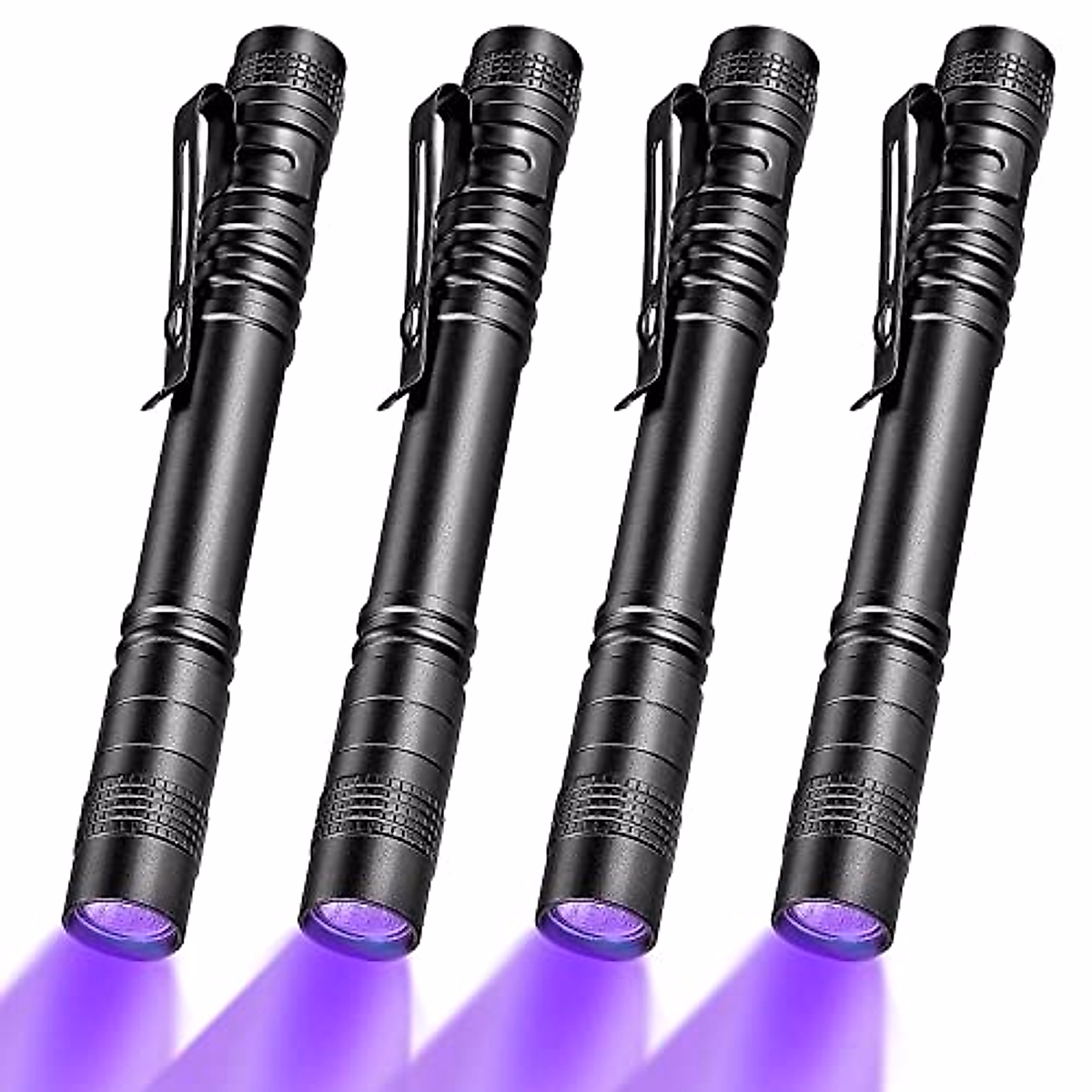 Honoson 4 Pieces UV Black Light Flashlight Small Blacklight Flashlights Pen Lights for Leak, Pet Urine, Hotel Inspection, Dry Stain and Dye Detector, 5.2 Inches Long