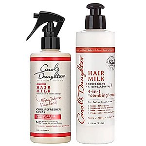 Carol’s Daughter Hair Milk Refresher Spray and 4 in 1 Combing Creme Hair Detangler Gift Set for Natural Curly Hair Providing All Day Definition & Frizz Control – made with Agave Nectar and Olive Oil