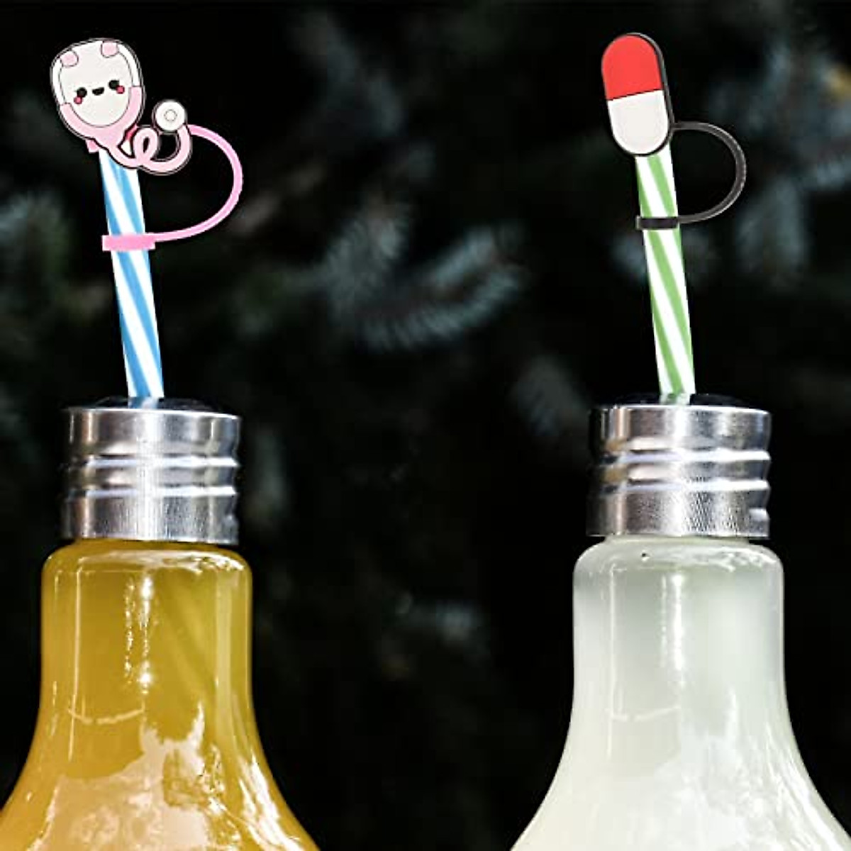 6PCS Straw Covers Straw Toppers for Tumblers Nurse Straw Covers Reusable Drinking Straw Cap Covers Silicone Straw Tip Covers Dust-proof Straw Plug