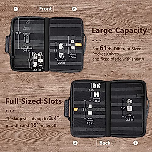 BRANTMAKER Knife Case, Knife Display Case for 61+ Pocket Knives, Knife Collection Case with Portable Shoulder Strap, for EDC Mini Knife / Fixed Blade Knife (Box Only)