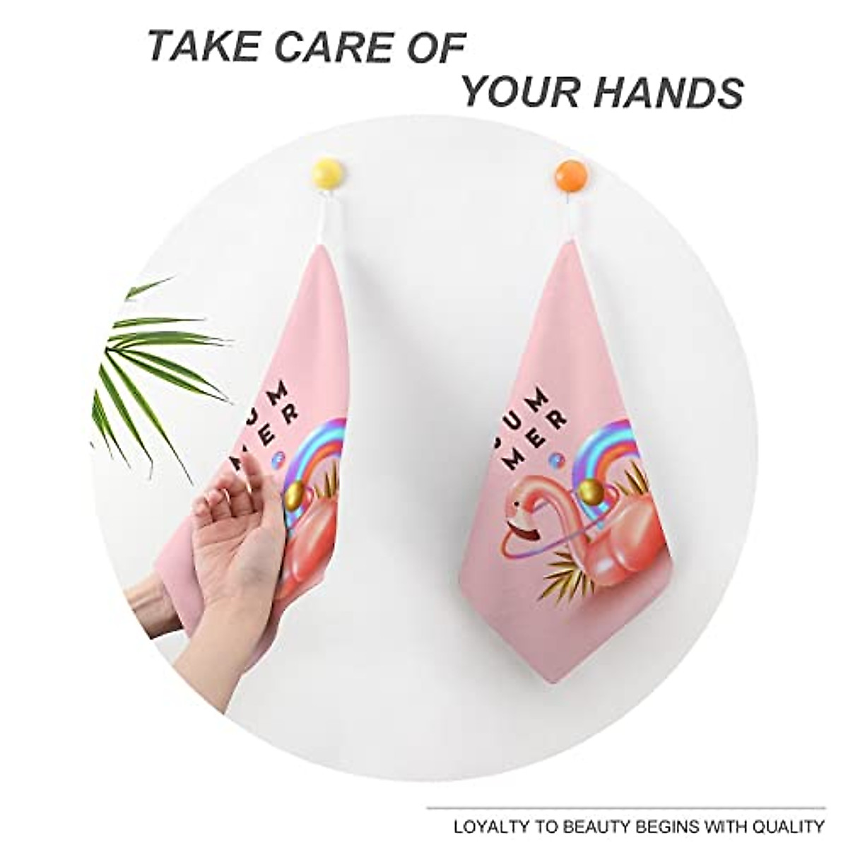 Lurnise Hand Towel Flamingo Donut Hand Towels Dish Towel Lanyard Design for Bathroom Kitchen Sports