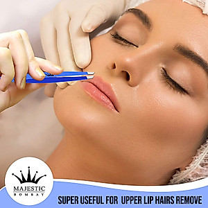 Majestic Bombay Slant Tweezers for Women and Men – Splinter Ticks, Facial, Eyebrows and Ingrown Hair Removal–Sharp, Needle Nose, Surgical Tweezers Precision best tweezers for chin hair and Plucking