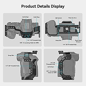 SmallRig R6 Mark II Camera Cage for Canon, Formfitting Video Making Camera Rig for Canon R6 Mark II, Built-in Dual NATO Rails, Quick Release Plate for Arca, Horizontal and Vertical Shooting - 4159