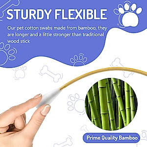 Accesfire 200pcs Large Cotton Swabs in Storage Box, 6 Inch Long Cotton Swabs with Bamboo Handle for Dogs - Professional Dog Ear Swabs, Big Cotton Swabs, Specially Designed for Dogs, Cleaning Solution