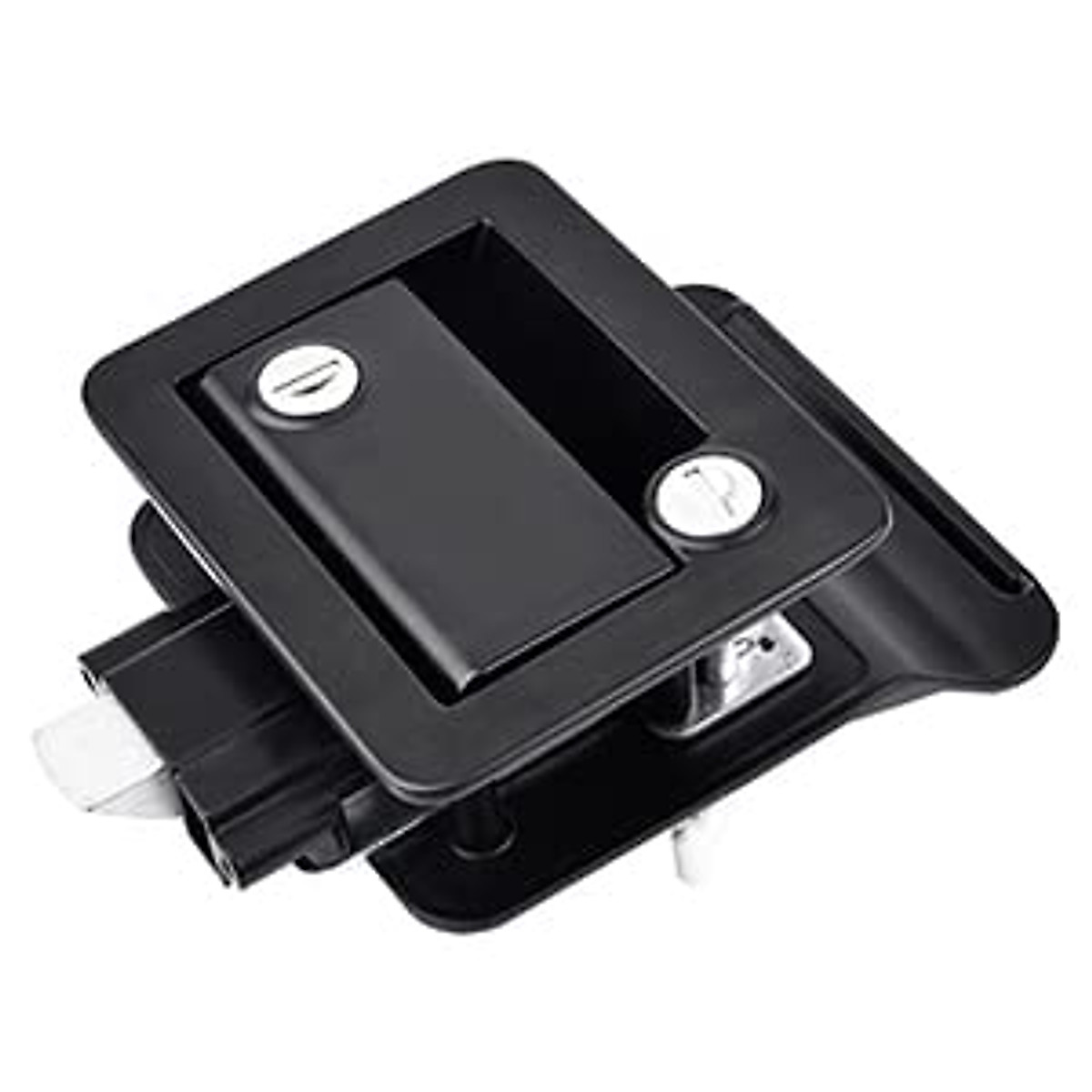 SAGEMALL Black RV Entry Door Lock with Keys - Heavy Duty Trailer Door Latch Security Lock with Longer Screws - Fits Camper, Travel Trailer, Cargo Hauler - Durable & Secure