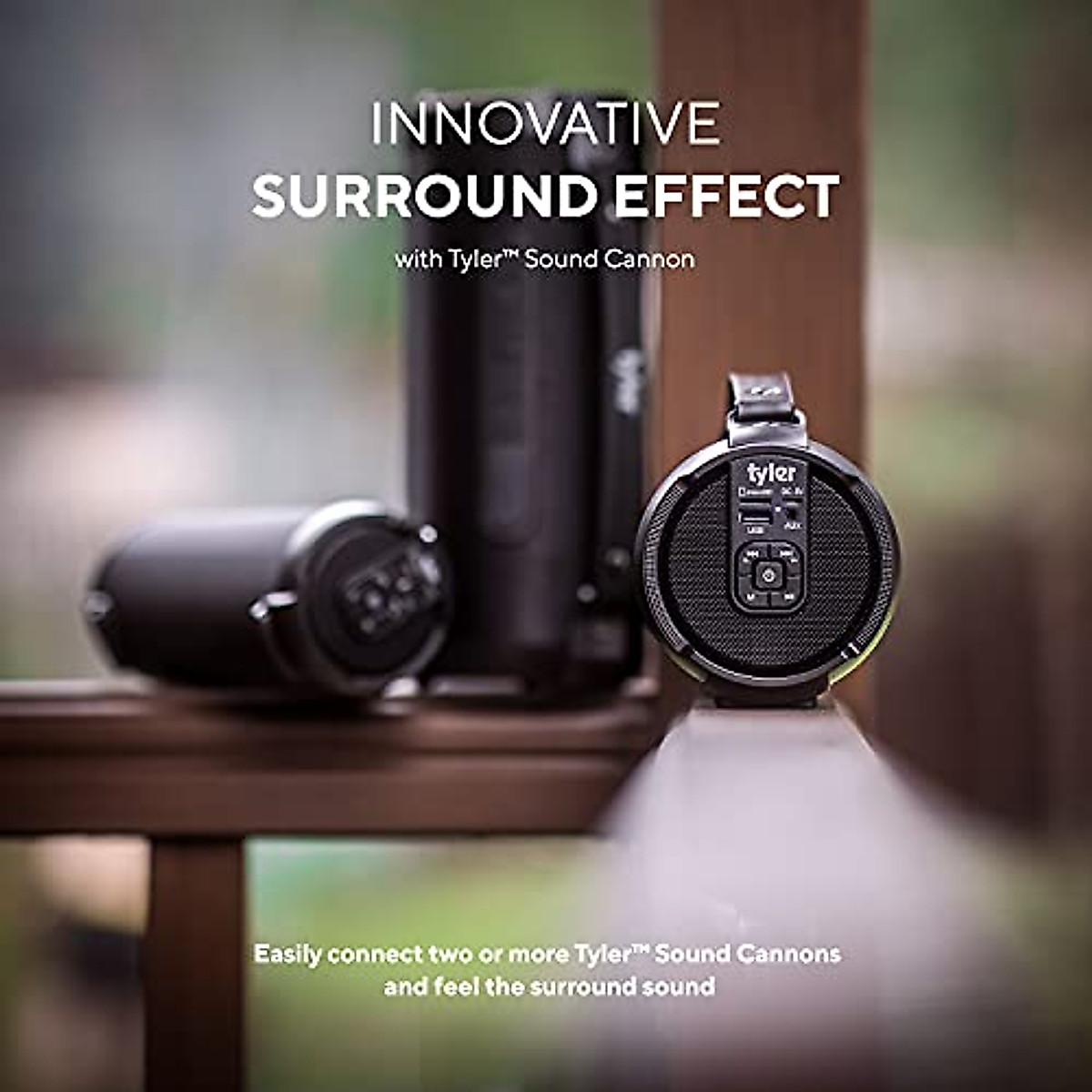 Tyler Wireless Bluetooth Speaker Water Resistant Long Range Rechargeable Boombox USB MP3 Micro SD AUX Inputs Fm Radio Sound & Bass Carry Strap Lightweight for Home Outdoor Stereo