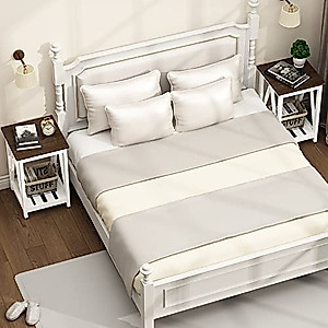 ChooChoo 3-Piece Farmhouse Living Room Table Set Includes Coffee Table & Two Rustic Vintage End Side Table with Storage Shelf