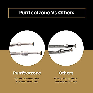 47" Bidet Hose Replacement, Bidet Hose for Toilet Bidet Sprayer, Purrfectzone Toilet Bidet Shower Hose Connector With Stainless Steel Braided Inner Hose, Satin Brushed