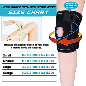 Knee Brace with Side Stabilizers-Patella Knee Brace for Meniscus Tear, Arthritis, Knee Pain-Neoprene Knee Support Wrap for Sports, Weightlifting, Workout, Fitness, Running-Men or Women-Medium