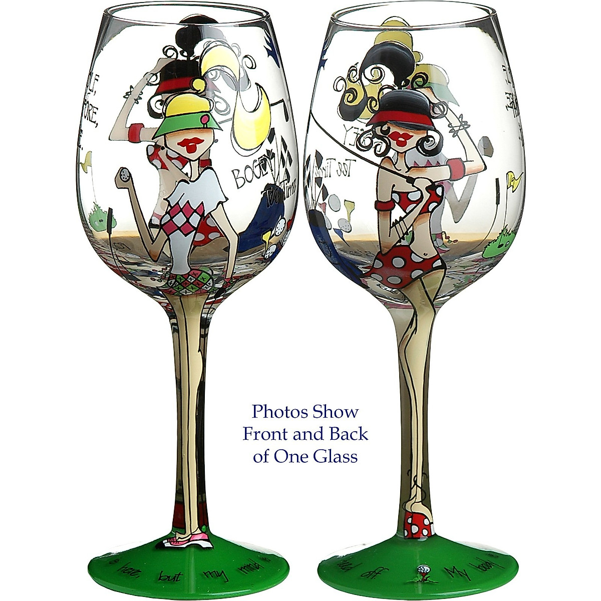 Bottom's Up 15-Ounce Fore Handpainted Wine Glass