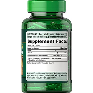 Pumpkin Seed Oil, Supports Prostate and Urinary Health White 100 Count (Pack of 1)