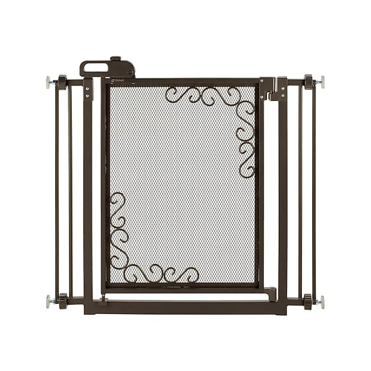Richell - One-Touch Metal Mesh Pet Gate (94941) Antique Bronze Pet Gate, Medium