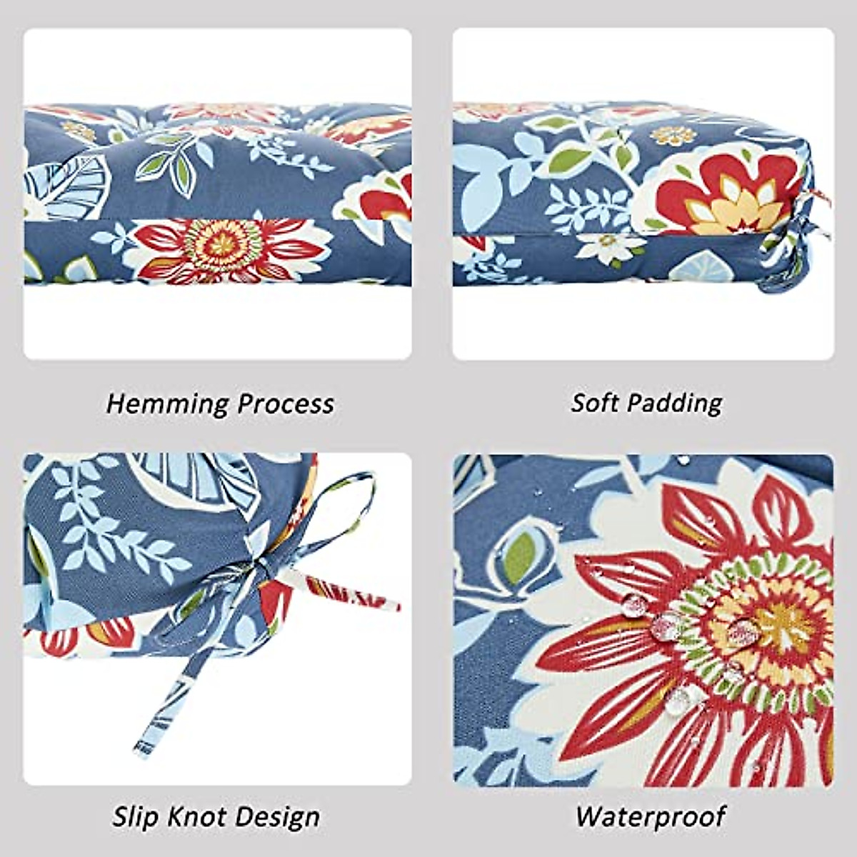 JMGBird Outdoor Chair Cushions, Pack of 2 Patio Seat/Back Cushions 19" x 19" with Ties for Patio Furniture Chairs Home Garden Decoration