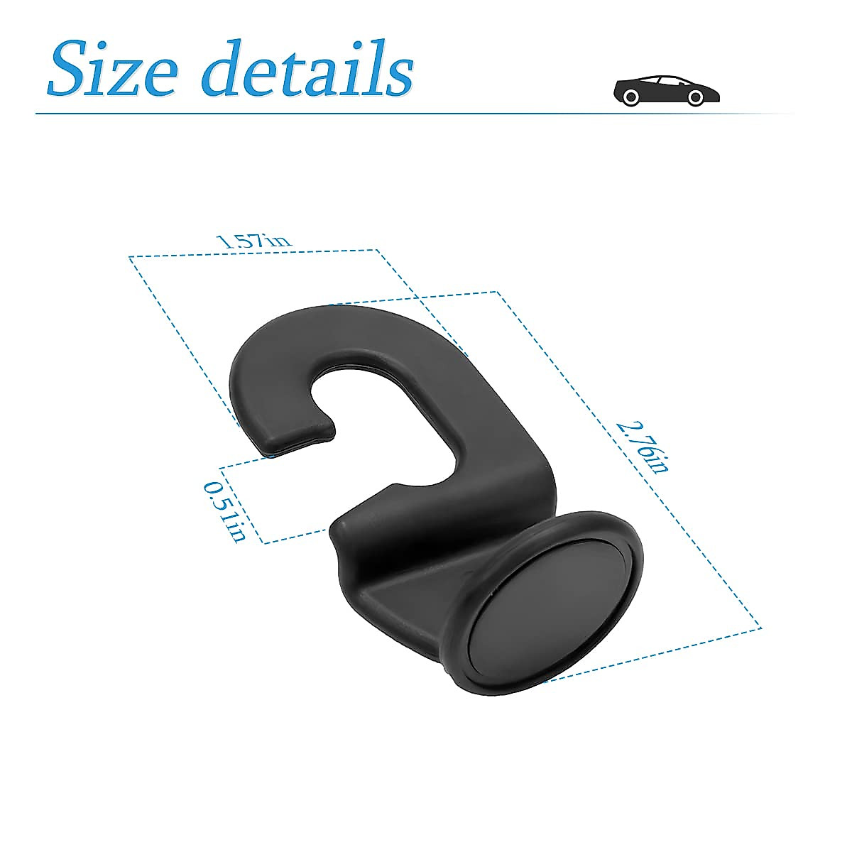 AUCELI Car Seat Back Hook, 4 Pack Hidden Hooks for Auto Headrest, Multi-Functional Backseat Storage Organizer, Strong Front and Rear Seat Hanger, Universal Vehicle Accessories for Purse Coat