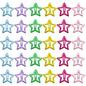 30 PACK Star Snap Hair Clips Non-slip Toddlers Colorful Cute Lovely Metal Hair Barrettes Hair Accessories for Women Girls Mixed Color(Style 2)
