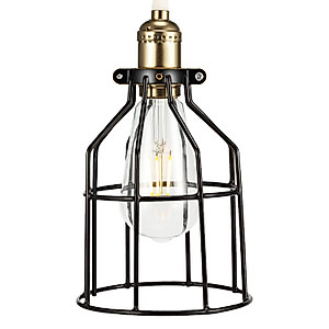 Simple Deluxe Metal Bulb Guard Lamp Cage, Adjustable Industrial Clamp for 1.41"-1.7" Lamp Base, Pendant, Farmhouse Light Fixture, Vintage Lamp Shades, 4 Pack Black