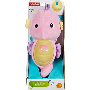 Fisher-Price Musical Baby Toy, Soothe & Glow Seahorse, Pink Plush Sound Machine with Lights & Volume Control for Newborns