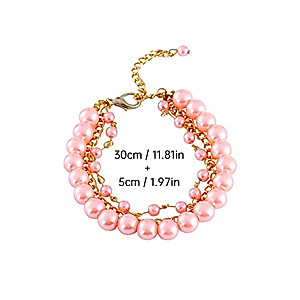 Dog Collars Pet Pearl Necklace Cute Doggie Cat Summer Collar with Crystal Rhinestone for Cats Puppy Costume