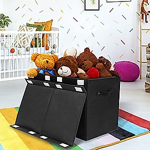 popoly Large Toy Box Chest with Lid, Collapsible Sturdy Toy Storage Organizer Boxes Bins Baskets