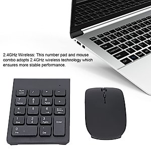 2.4GHz 1200 DPI 18 Key Number Pad Number Pad Mouse Combo Sensitive Remote Technology Plug and Play for Home Office