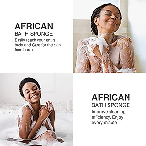 3 Pieces African Bath Sponge African Net Long Net Bath Sponge Exfoliating Shower Body Scrubber Back Scrubber Skin Smoother,Great for Daily Use (Pink ,Yellow,Purple)